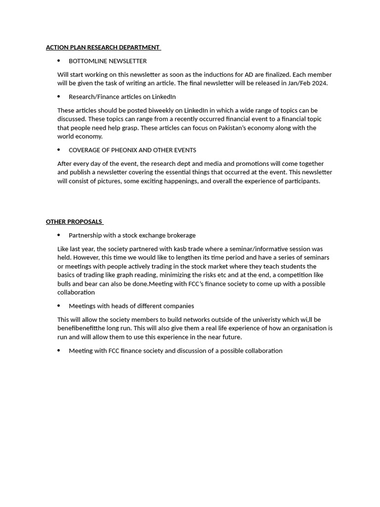 Action Plan Research Department | PDF