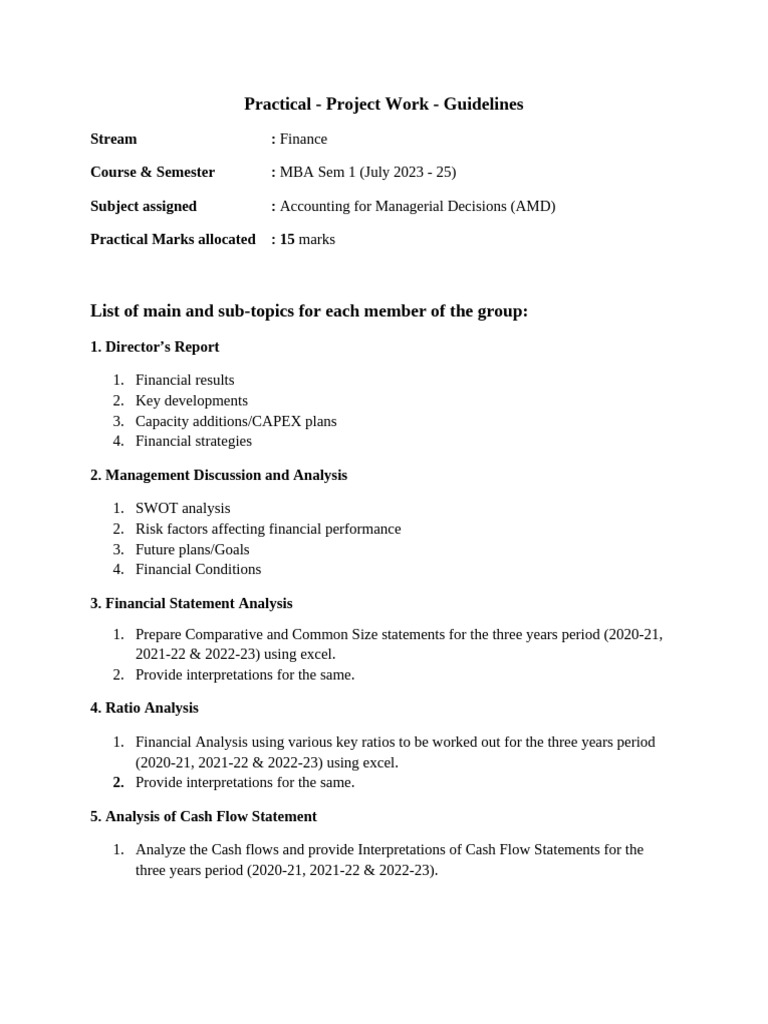 Project Work - AMD - Guidelines | PDF
