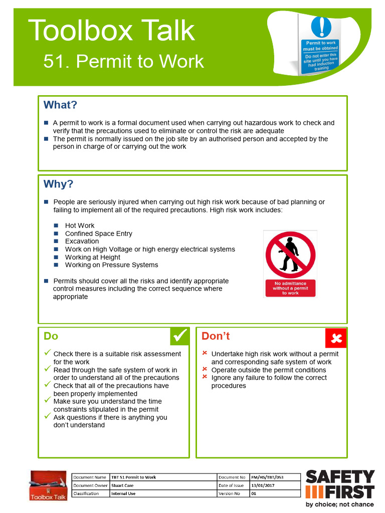 Permit to Work Safety Guidelines | PDF