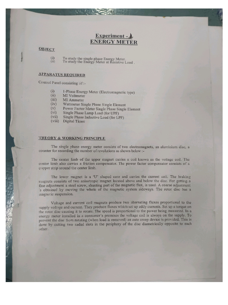 EXPERIMENT of Electrial Engineering | PDF