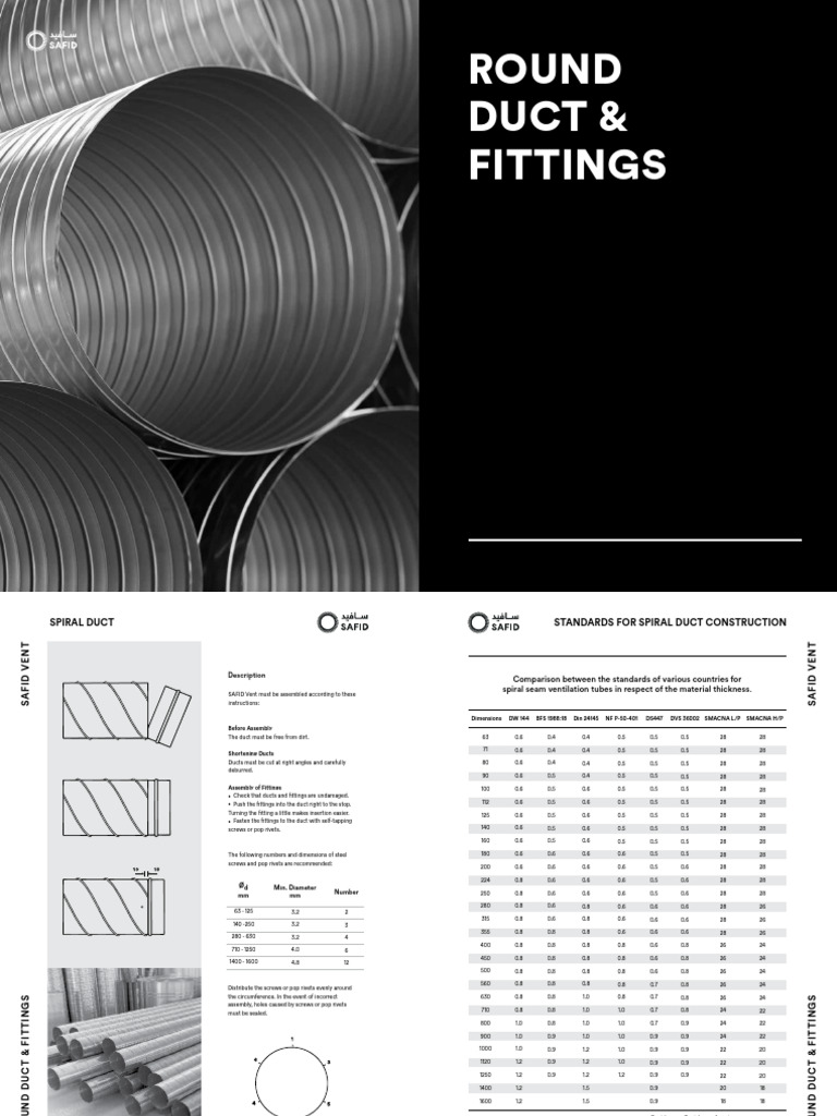 Round Duct & Fittings-safid | PDF | Sheet Metal | Duct (Flow)