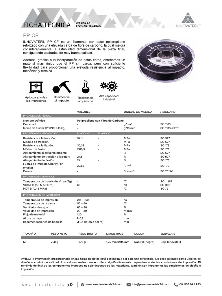 TDS PP CF - Es | PDF | Ingeniería mecánica | Ingeniería de Edificación