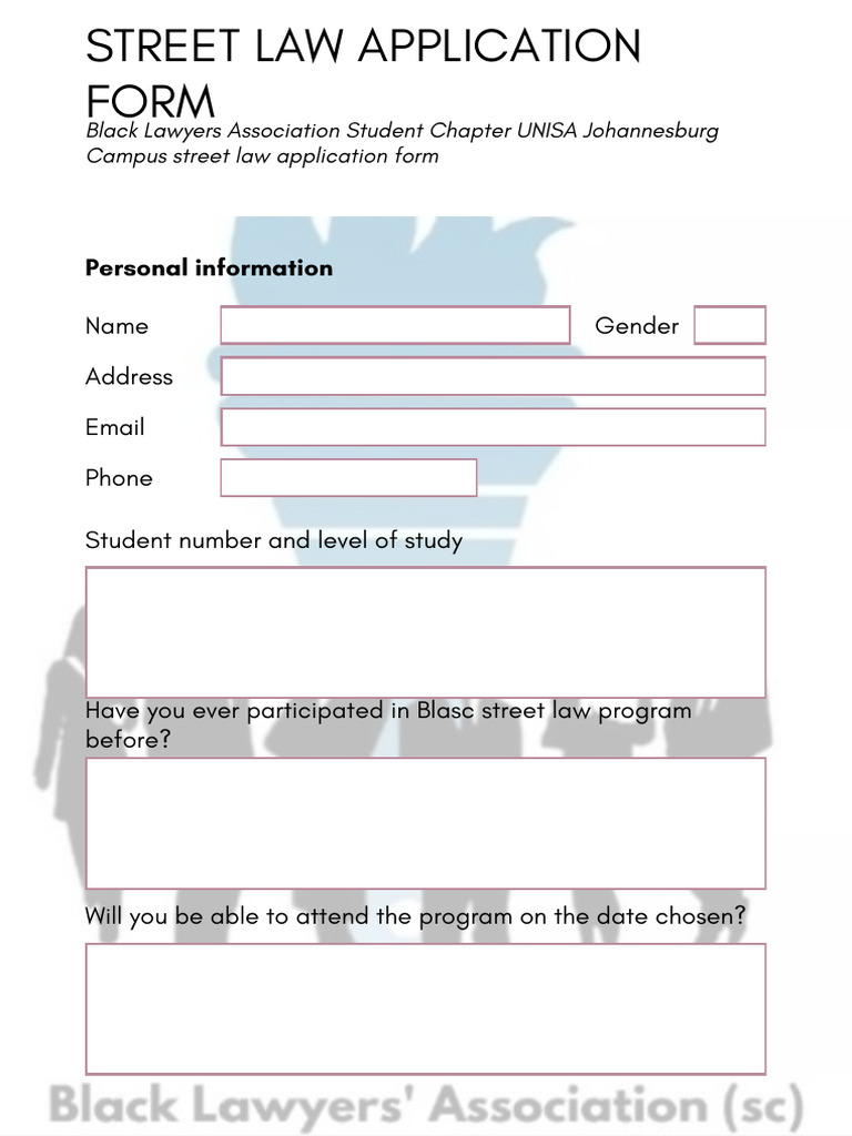 street law application form | PDF