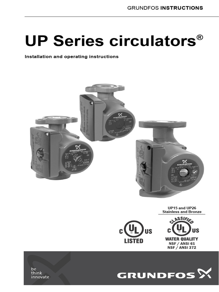 GRUNDFOS UP Series Installation | PDF | Electrical Wiring | Pump