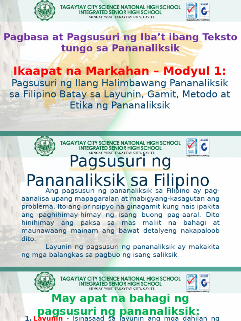 Linggo 1 Pagsusuri NG Pananaliksik Sa Filipino | PDF