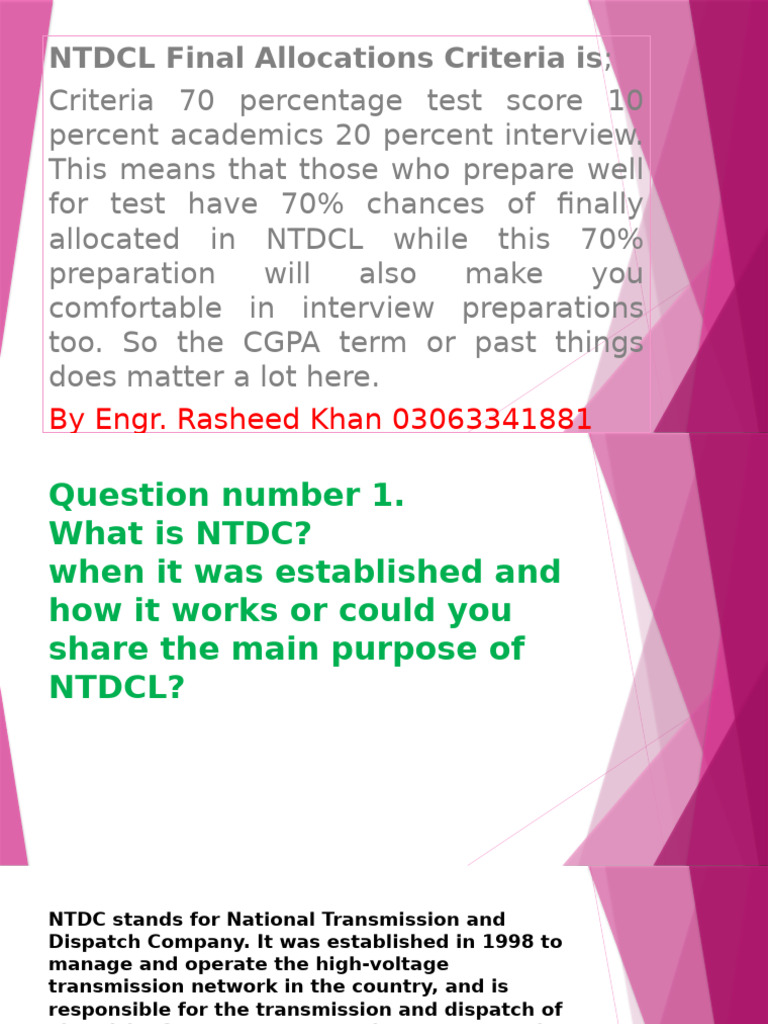NTDCL 1st and 2nd Part Interview File | PDF | High Voltage Direct ...
