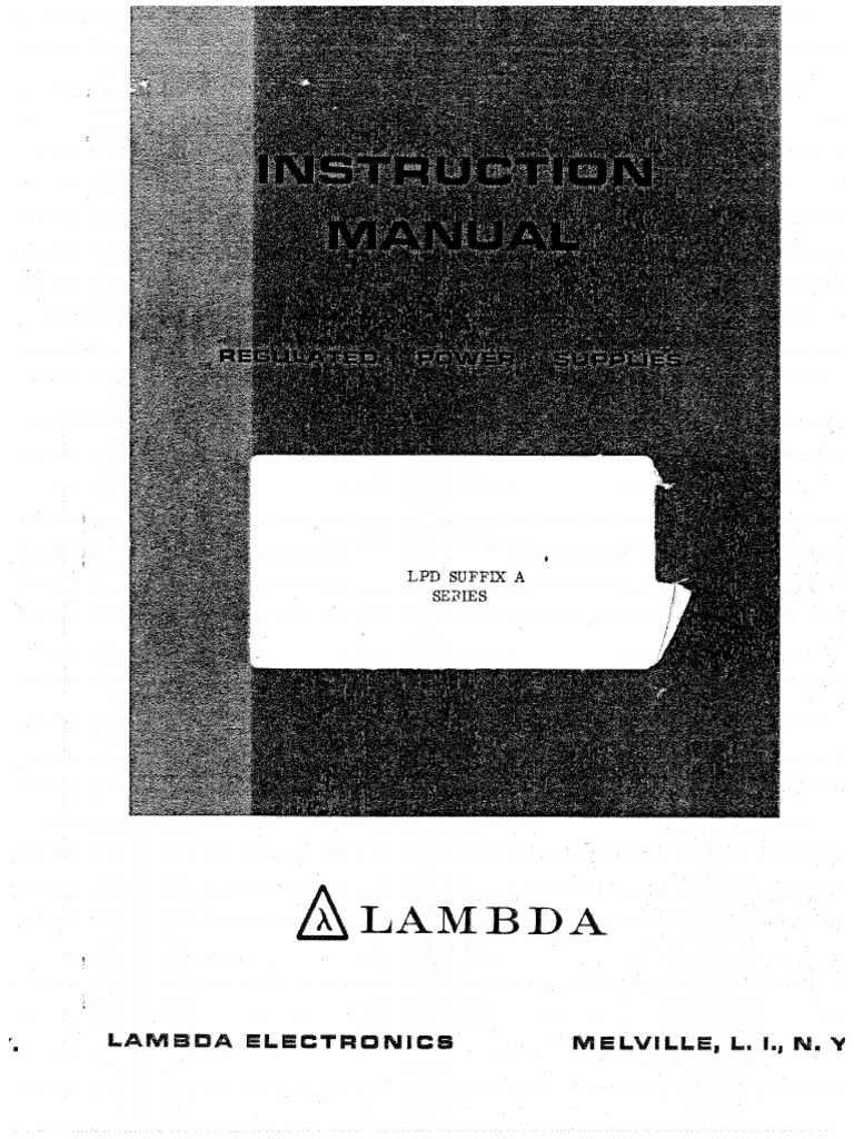 LAMBDA LPD Series 421AFM, 422AFM, 423AFM, 424AFM, 425AFM Operation | PDF