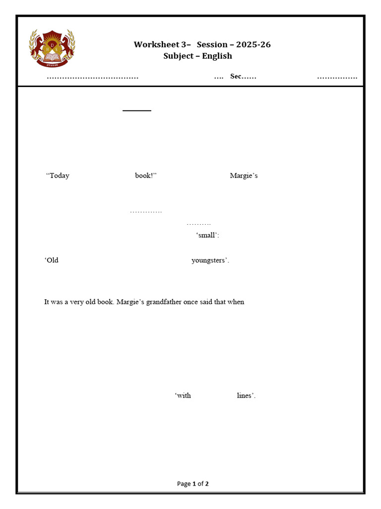 Ix Eng Worksheet 3 (25-26) | PDF