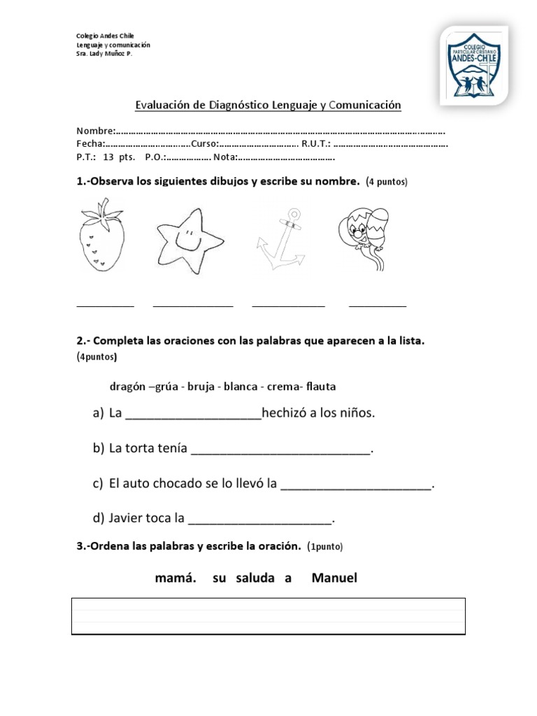 Evaluación de Diagnostico Lenguaje Segundo Año Básico | PDF