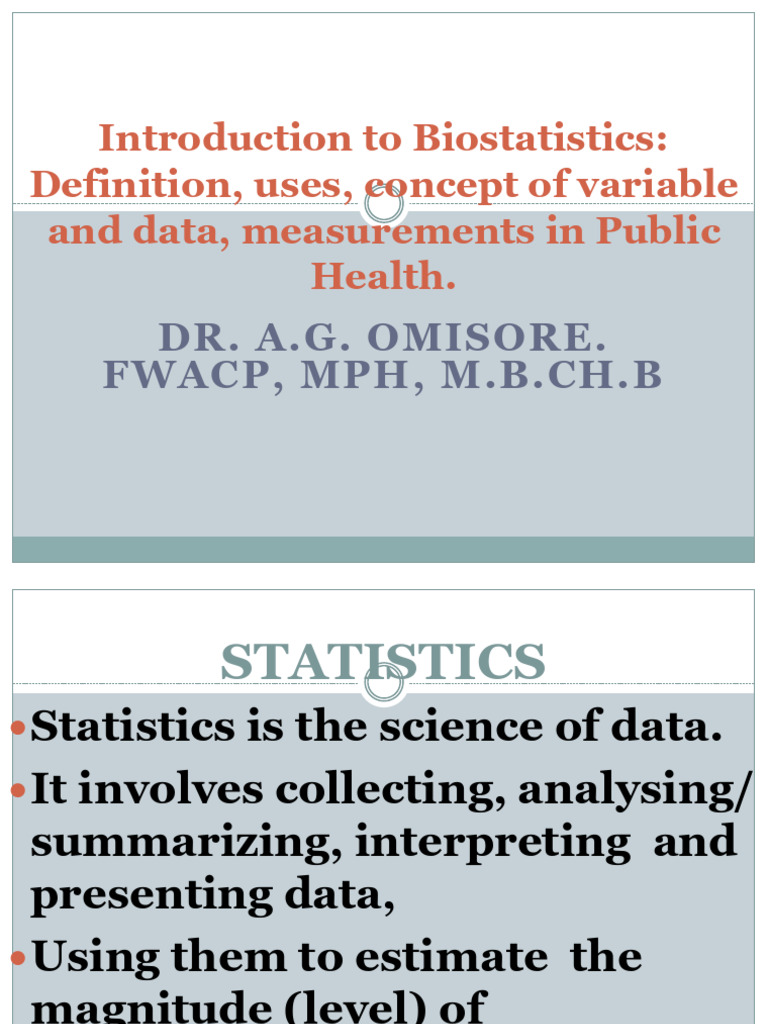 Com 201 Lecture Introduction To Biostatistics Autosaved Print Pdf Statistics Level Of