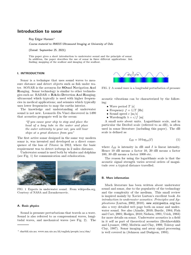 sonar_introduction_2021_compressed | PDF | Sonar | Reflection (Physics)