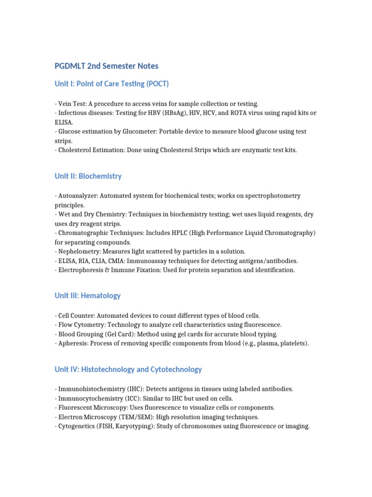 PGDMLT 2nd Semester Notes | PDF