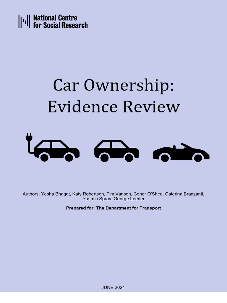 Dft Car Ownership Evidence Review | PDF | Cost Of Living | Electric Vehicle