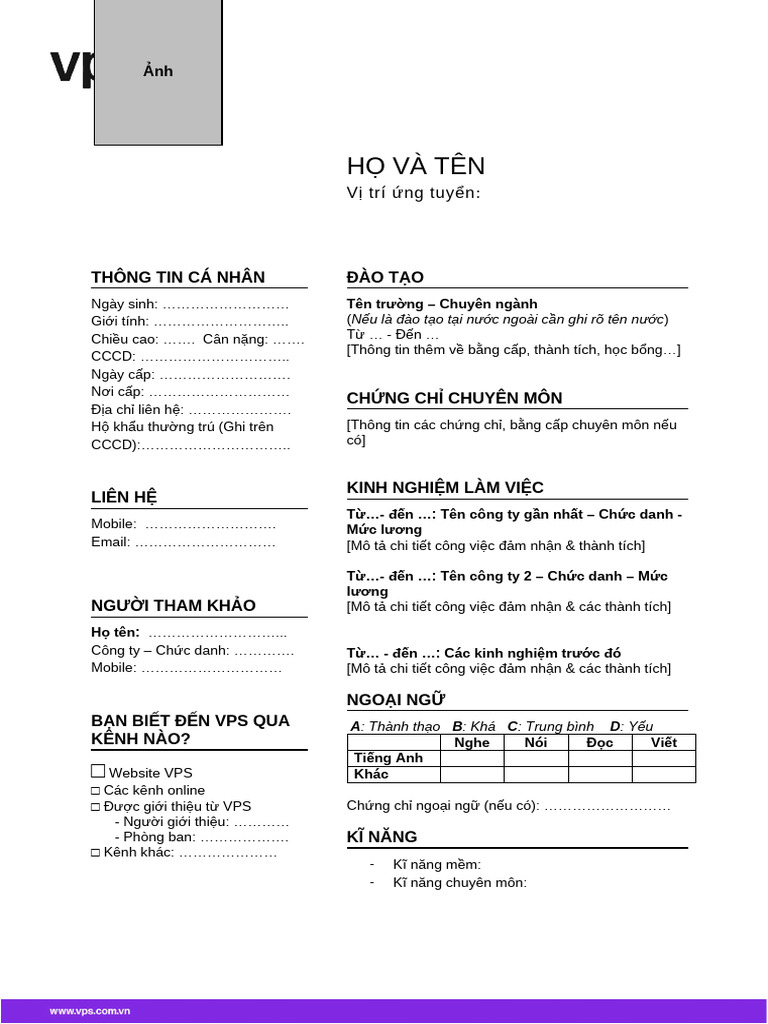 Vps Form-Cv 2024-6a310 | PDF