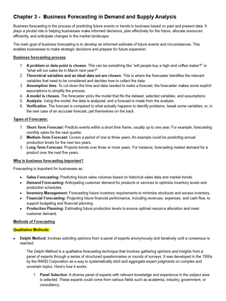 Business Forecasting Techniques Explained | PDF | Forecasting | Supply ...