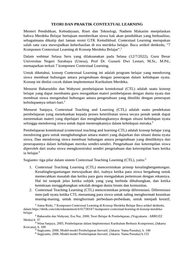 Teori Dan Praktik Contextual Learning | PDF