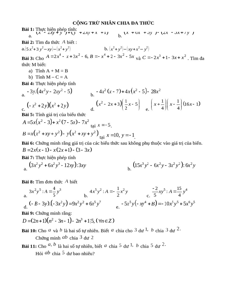 C NG TR Nhân Chia Đa TH C 2 | PDF
