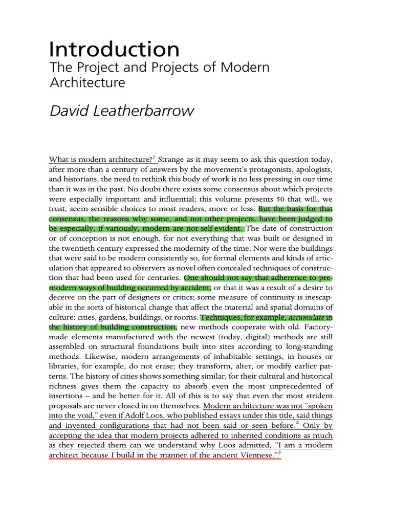 Leatherbarrow-Projects of Modern Architecture | PDF | Modernism