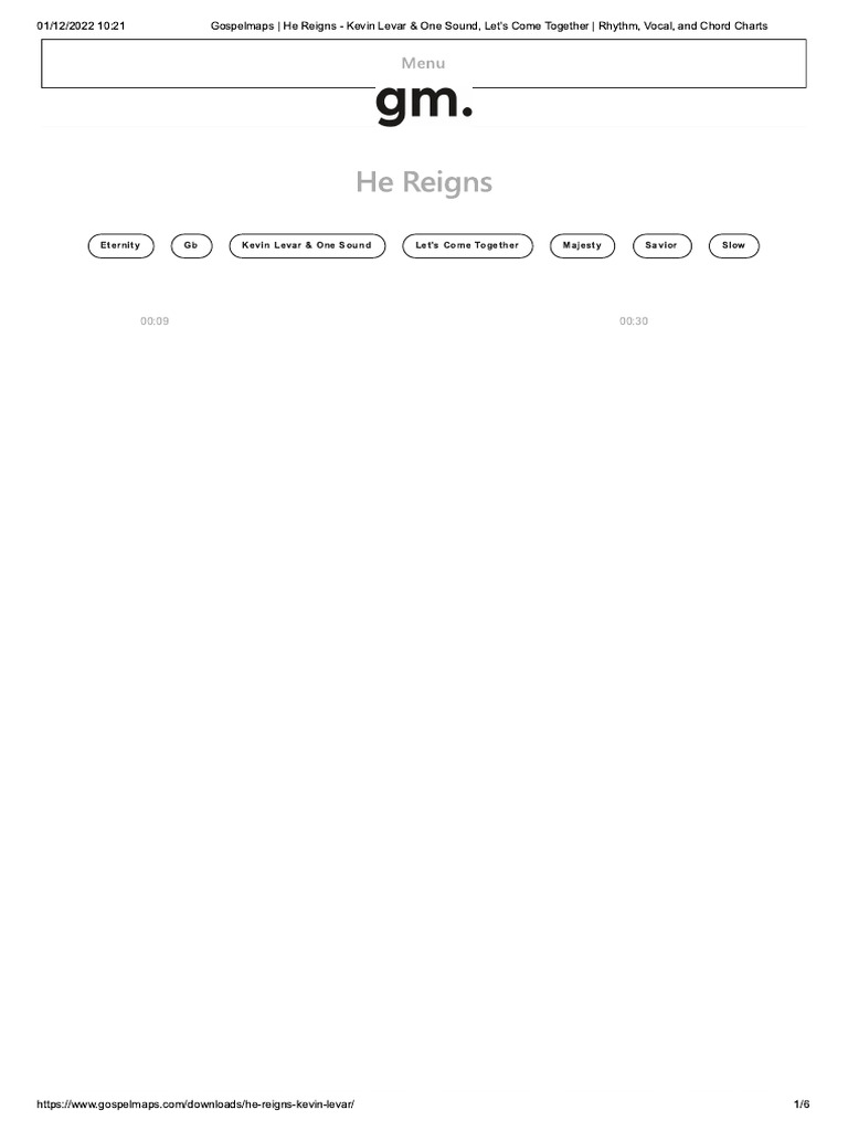 Gospelmaps - He Reigns - Kevin Levar & .. | PDF