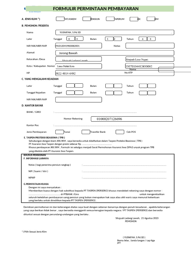 1-FORMULIR-PERMINTAAN-PEMBAYARAN | PDF