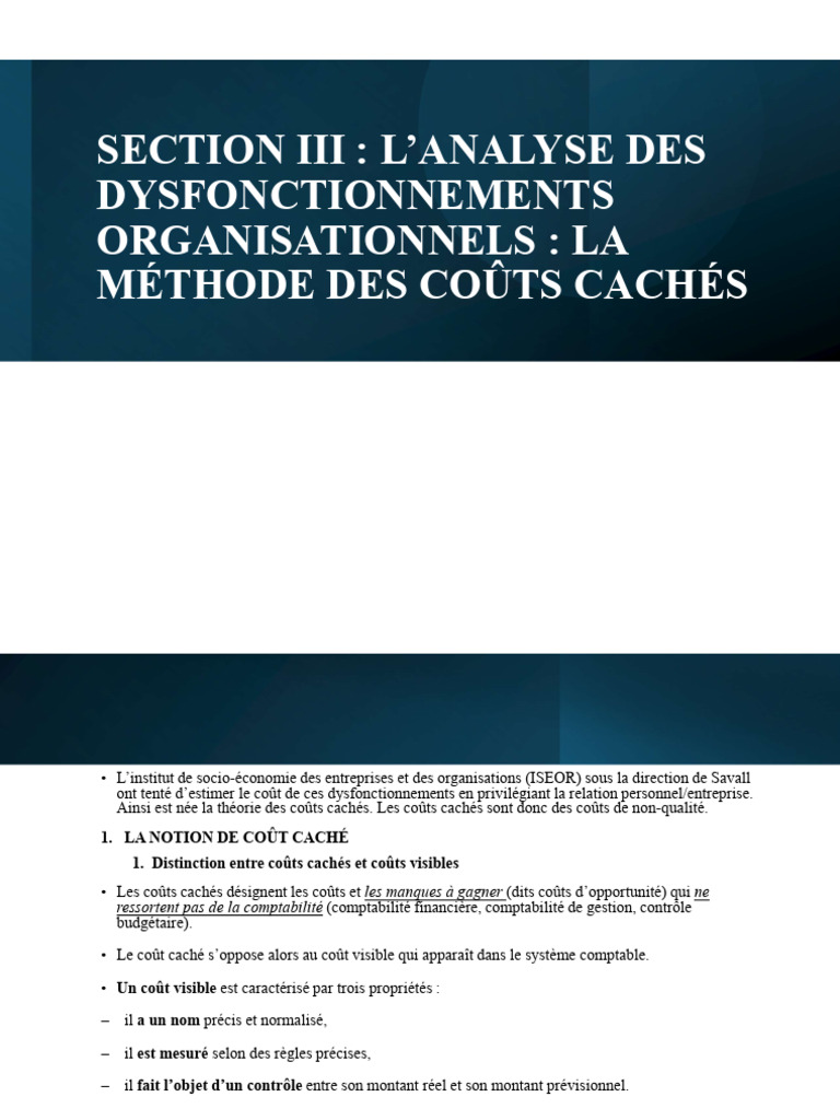 Coûts Cachés et Dysfonctionnements en Entreprise | PDF | Porcelaine ...