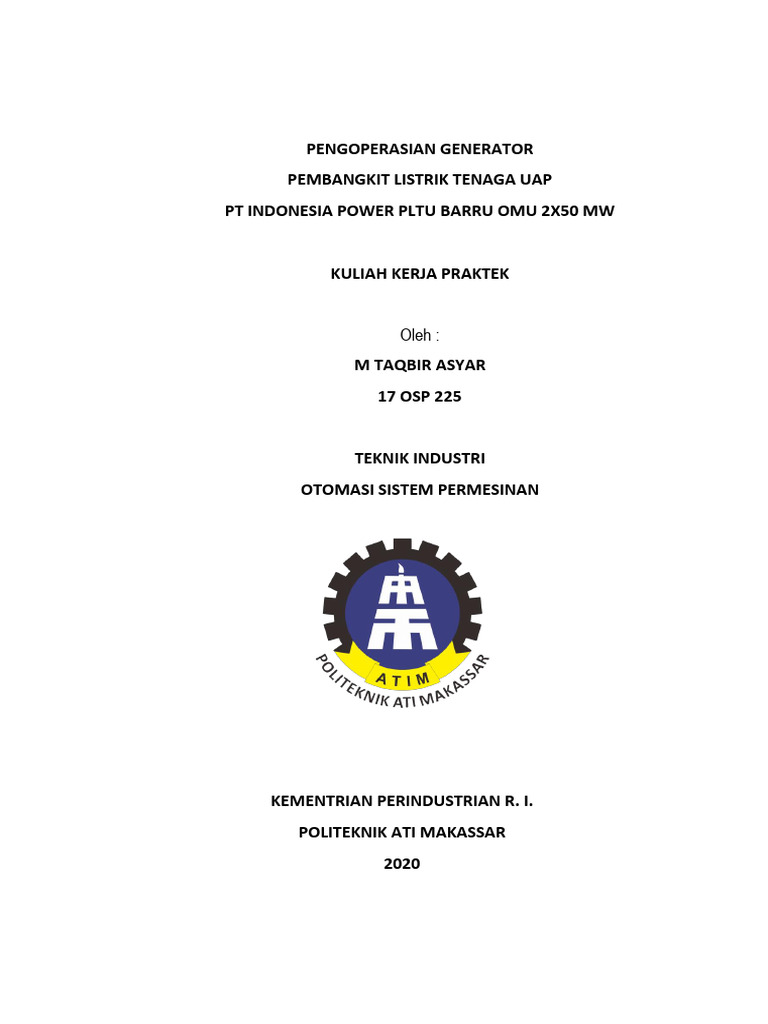 Pengoperasian Generator PLTU Barru | PDF