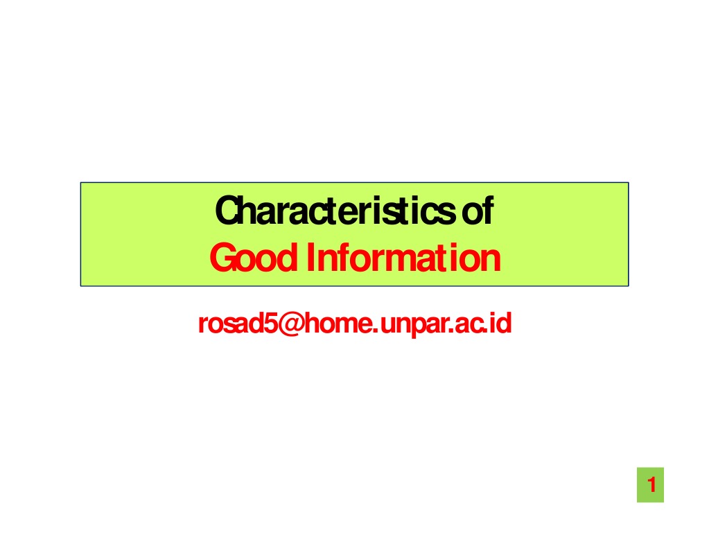 Key Characteristics of Good Information | PDF