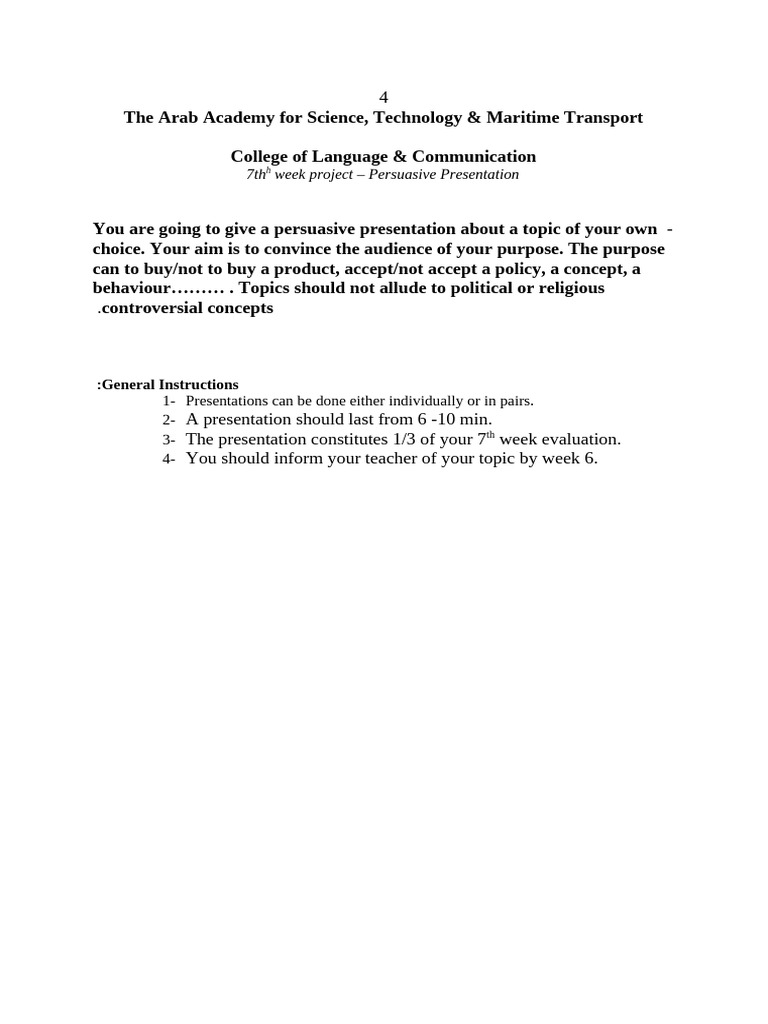 Persuasive Presentation Guidelines | PDF