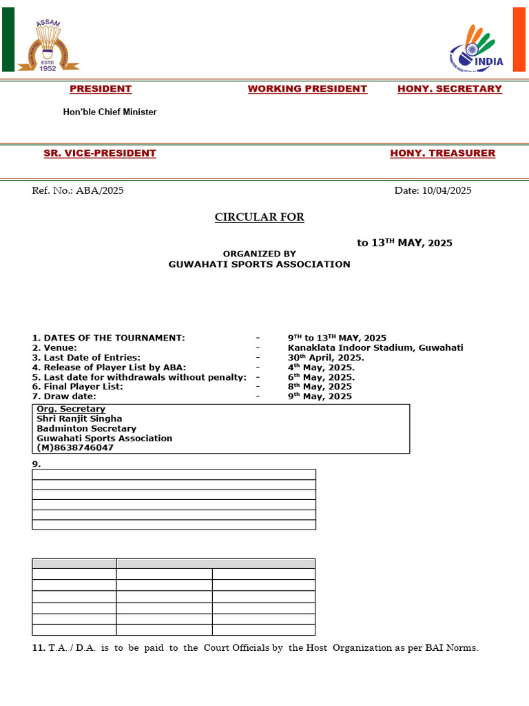 2nd All Assam Ranking Circular-1 | PDF
