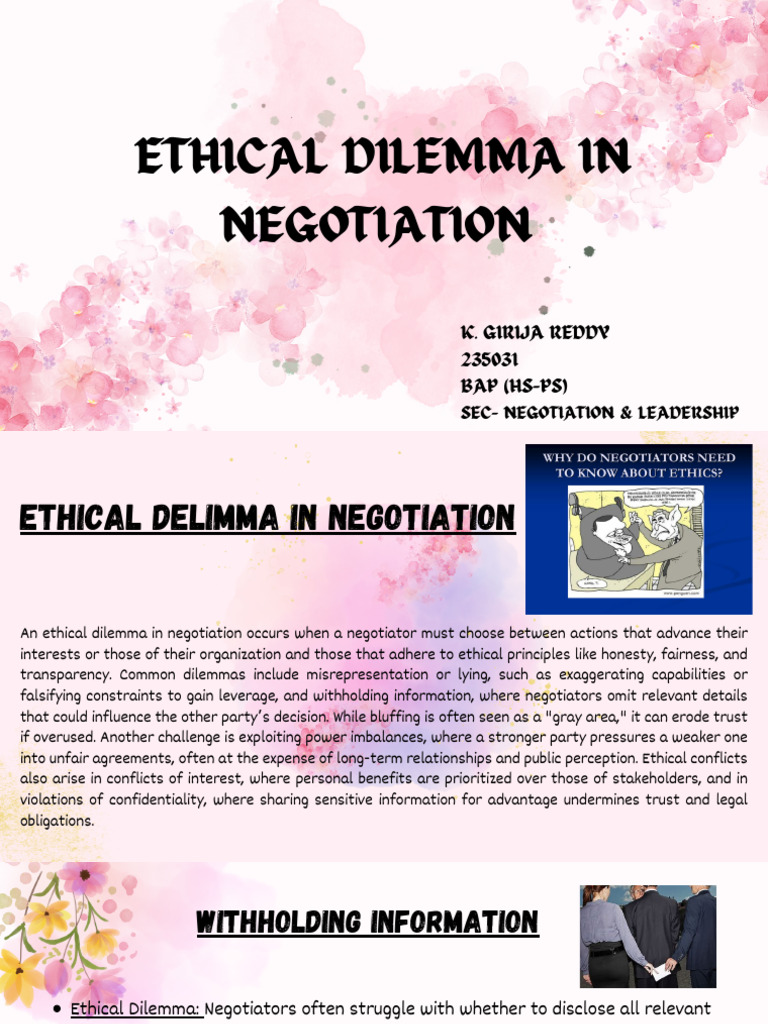 Ethical Dilemma in Negotiation | PDF | Negotiation | Deception