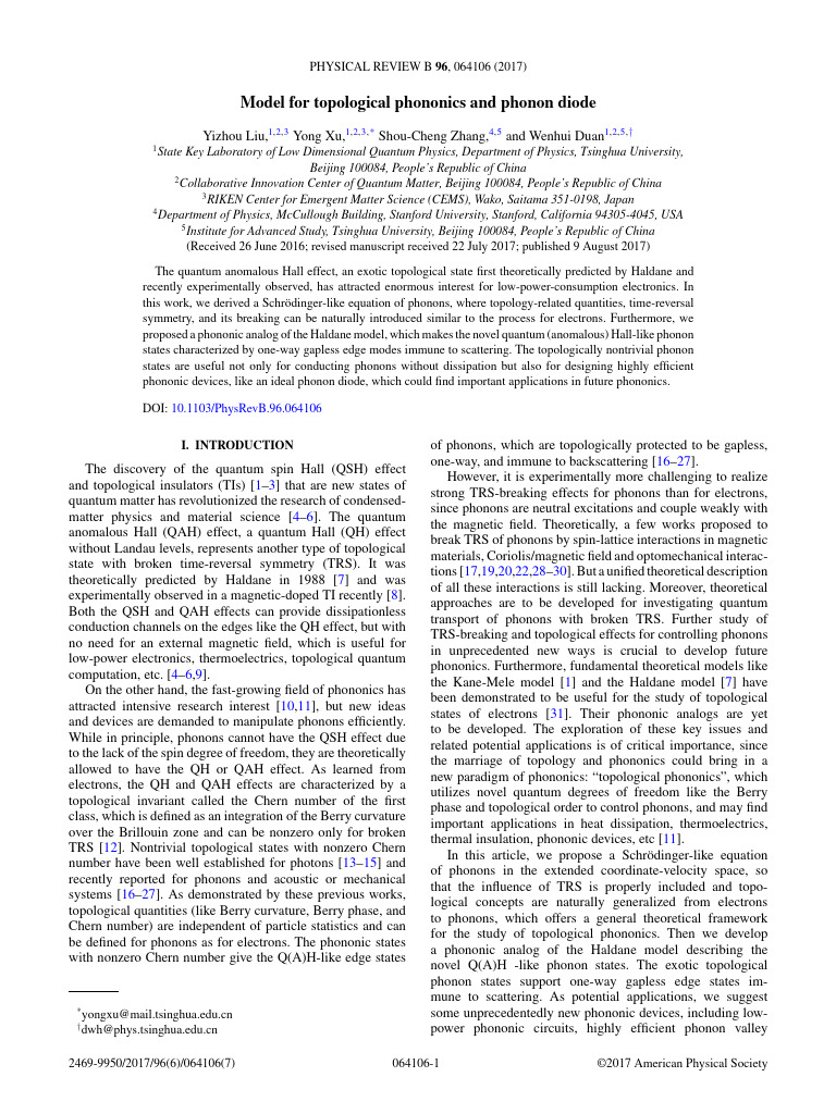 Model For Topological Phononics and Phonon Diode | PDF | Phonon | Wave ...