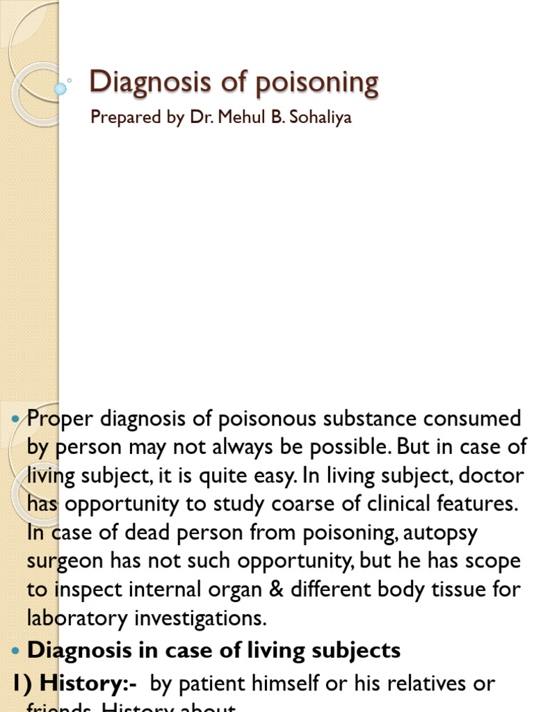 Diagnosis of Poisoning PDF | PDF | Autopsy | Poison