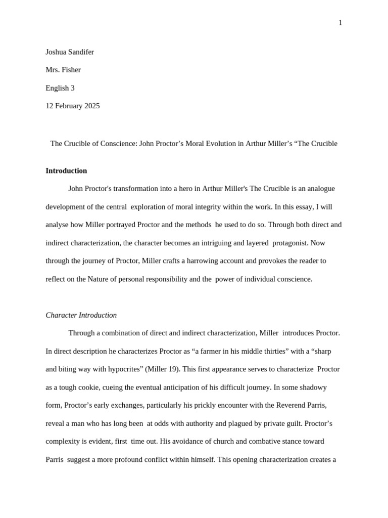 Proctor's Moral Journey in The Crucible | PDF