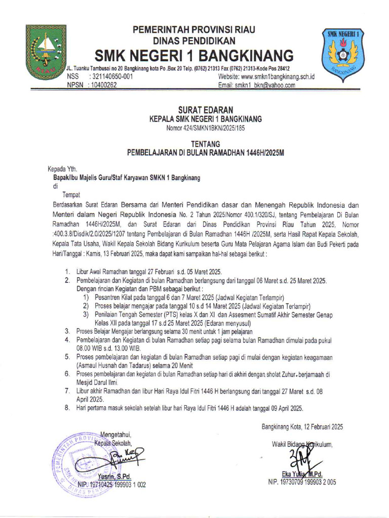 Surat Edaran Ramadhan 1446H | PDF