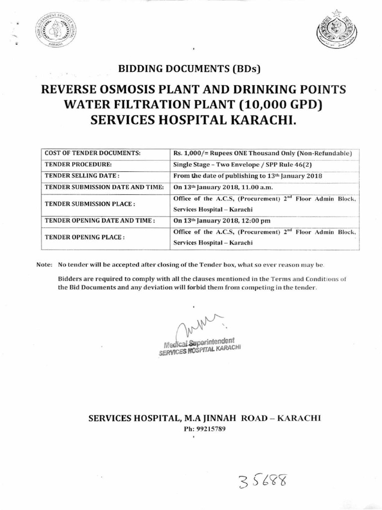 Reverse Osmosis Plant and Drinking Points Khi | PDF