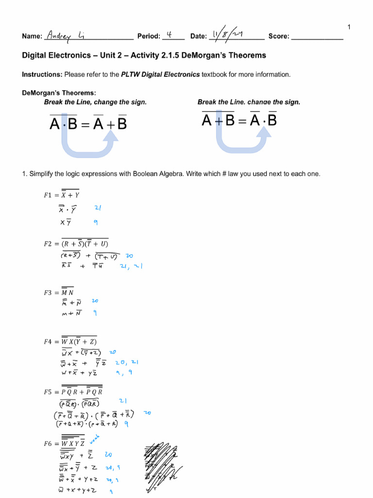 PLTW Digital Electronics DE 2.1.5 | PDF