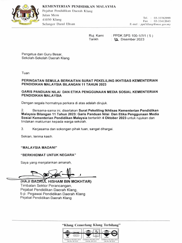 Pekeliling Ikhtisas KPM Bil.11 | PDF
