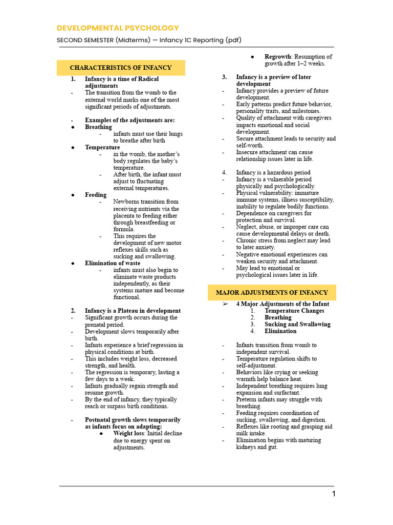 Devpsyh2smt - (Infancypdf) 1a | PDF | Infants | Prenatal Development