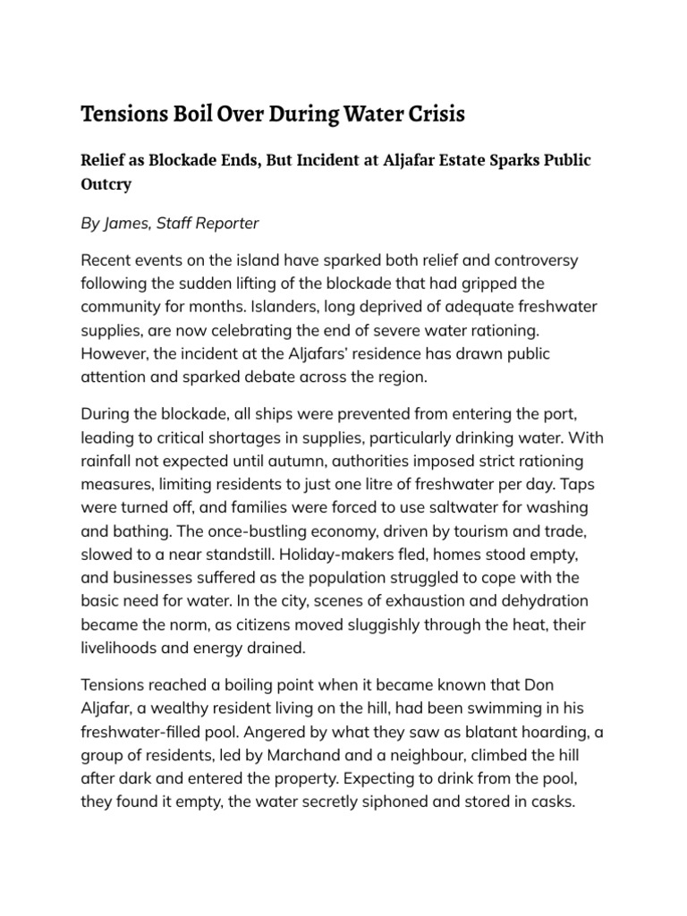 Tensions Boil Over During Water Crisis | PDF