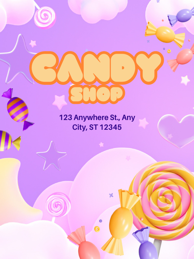 Pastel Pink Yellow Playful Candy Shop Ad Instagram Post | PDF