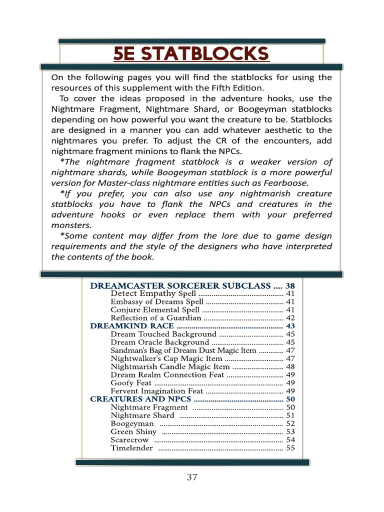 Statblocks - Printer Friendly | PDF