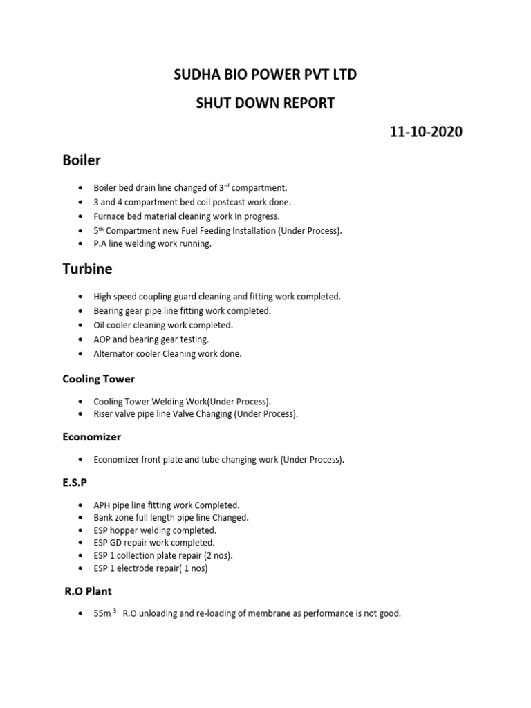 Shutdown Report 11-10-2020 | PDF