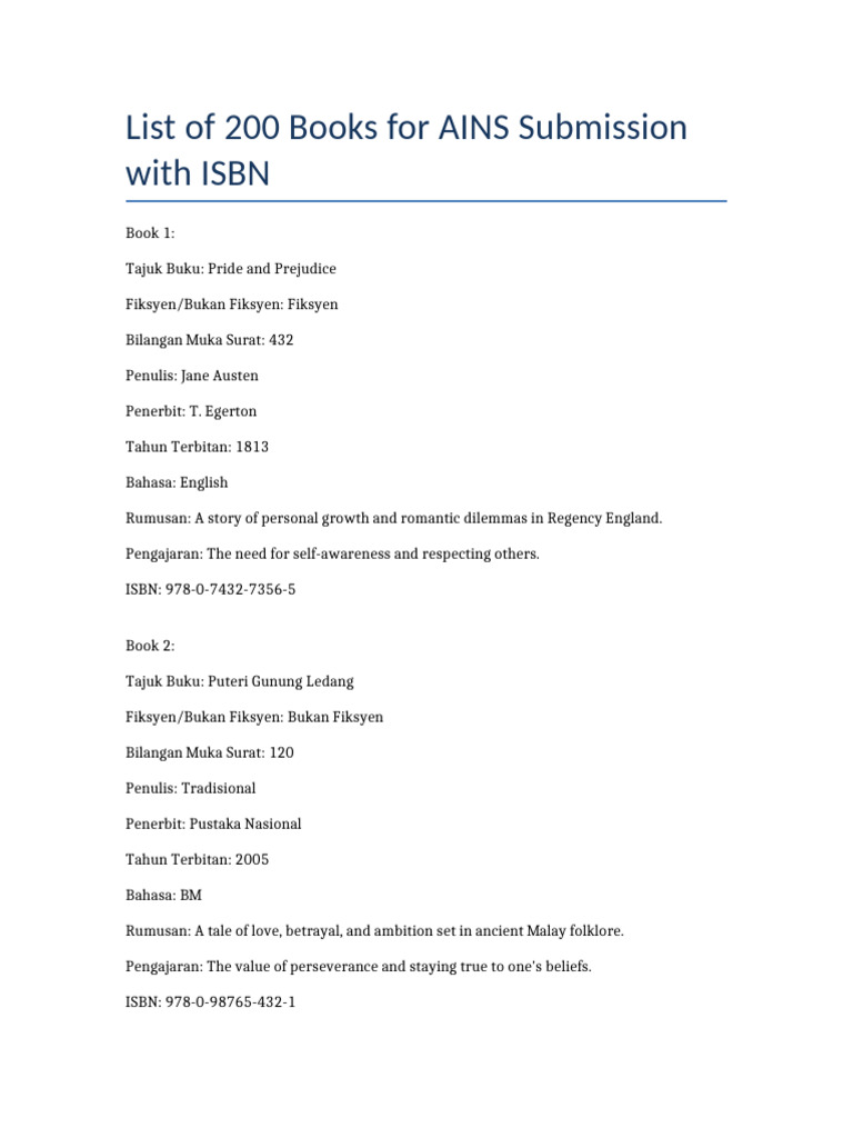 AINS Book List 200 Entries With ISBN | PDF