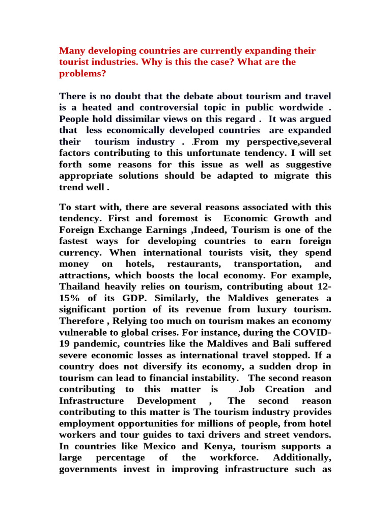 Expanding Tourism in Developing Nations | PDF | Tourism | Developing ...