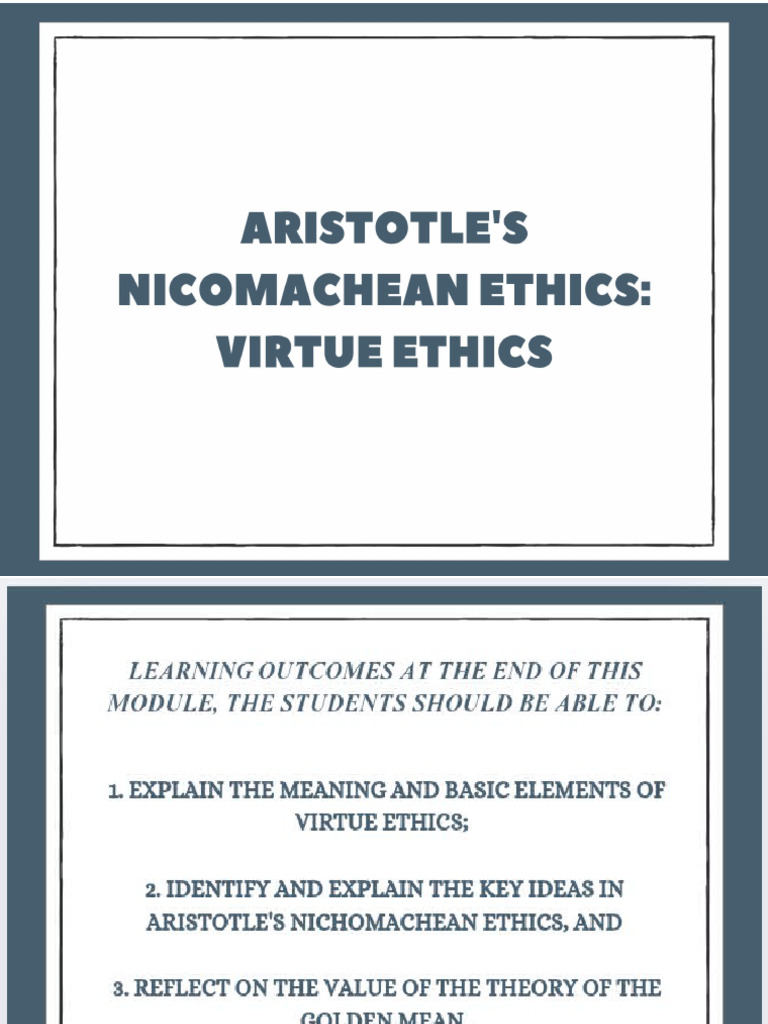 LESSON 7 Aristotles Nicomachean Ethics Virtue Ethics | PDF