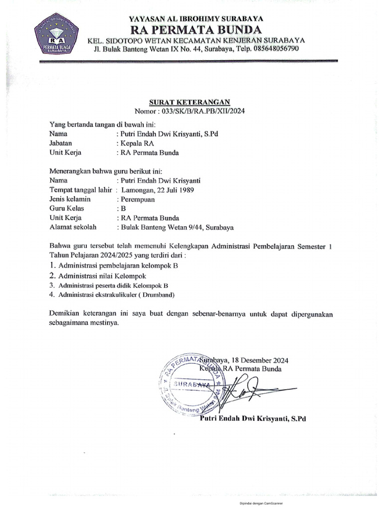 SK Administrasi 2024 2025 Ganjil | PDF