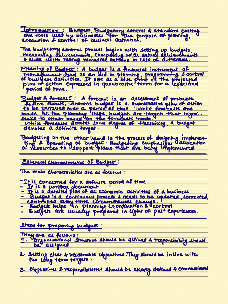 Essential Characteristics of Budgets | PDF | Budget | Forecasting