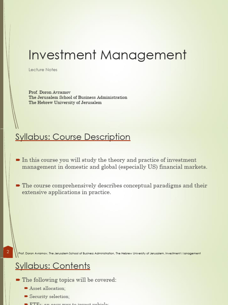 Investment Management: Lecture Notes | PDF | Short (Finance) | Margin ...