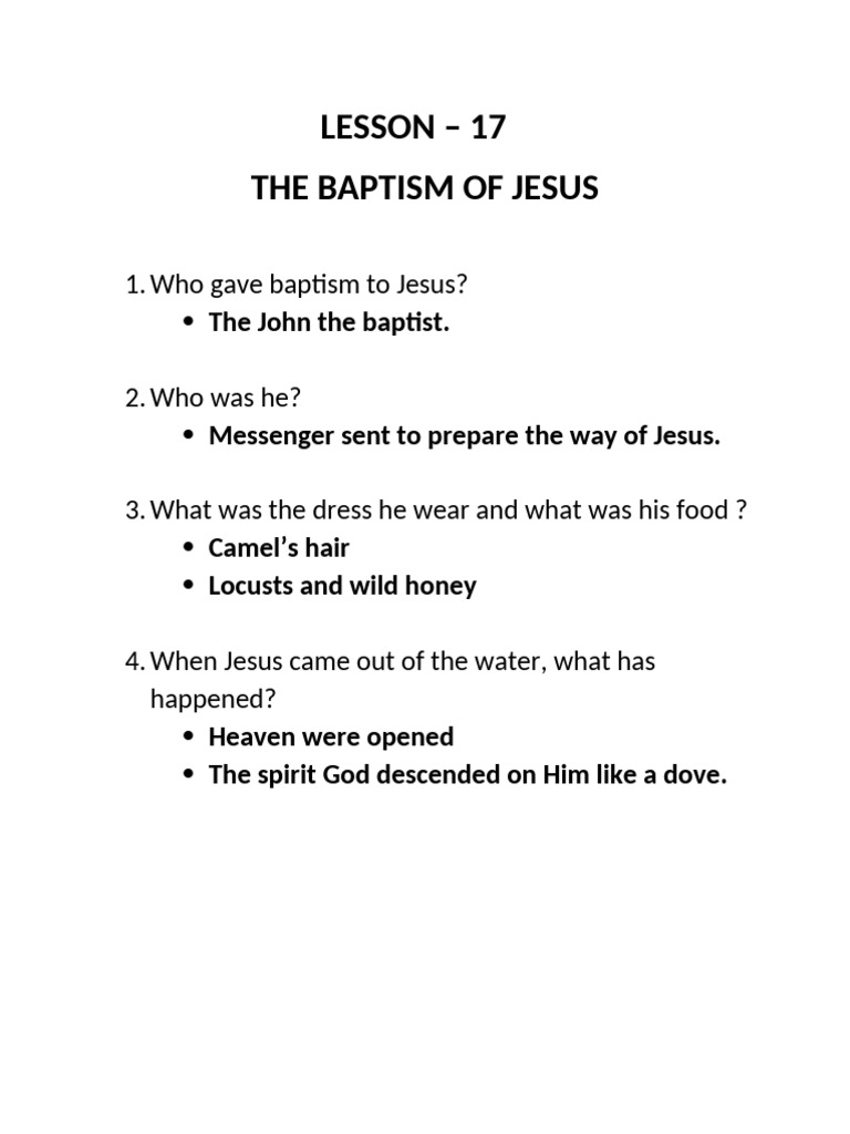 Lesson - 17 The Baptism of Jesus | PDF