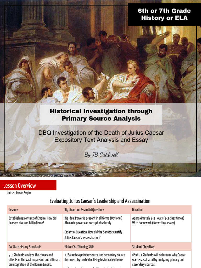 6th or 7th Grade History or ELA: Historical Investigation Through ...